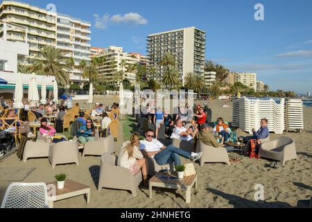 Landscape with Marbella beach in January, Spain Stock Photo - Alamy