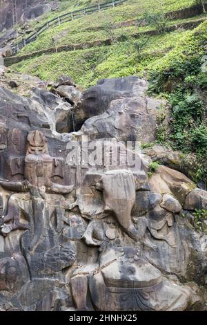 Unakoti, India - January 23 2022: Famous Rock sculpture of Unakoti ...