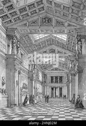 Interior of Walhalla, near Regensburg, Bavaria, Germany Europe. Old ...