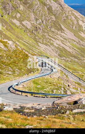 The pass of the Cattle,a winding single track road through mountains of ...