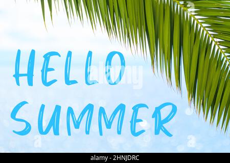 Hello summer greeting card, poster, print. typographical background ...