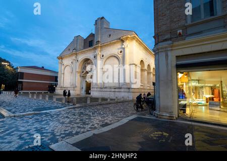 Via IV Novembre street, Malatesta Temple church, Rimini, Emilia Romagna ...