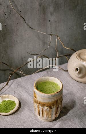 Japanese traditional tea set with powdered green tea, matcha Stock ...