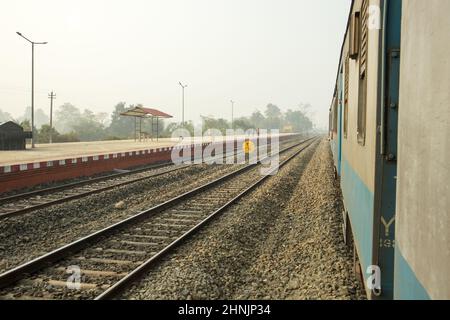 A Indian Railway line near a small station Stock Photo - Alamy