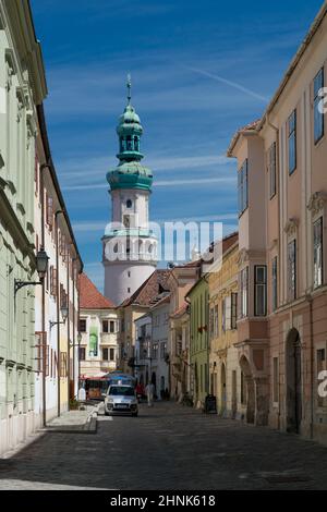 Old firewatch tower in the old town of Sopron in Hungary on the border ...