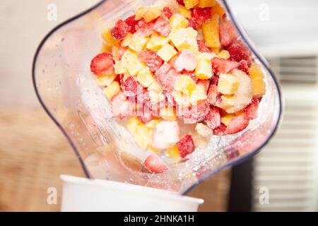 Frozen Fruits to prepare organic health smoothie Stock Photo - Alamy