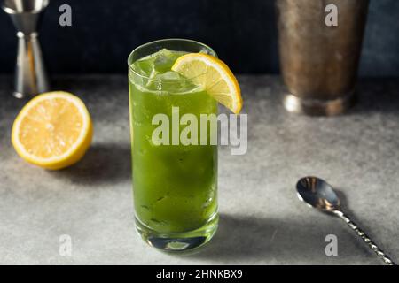 Refreshing Cold Matcha Whiskey Highball with Lemon and Soda Water Stock ...