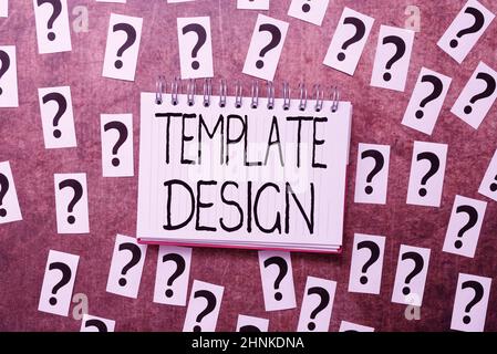 Text caption presenting Template Design. Internet Concept an overall layout or blueprint with a ...