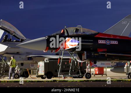 The RAF Typhoon display aircraft with Union Jack livery Stock Photo - Alamy