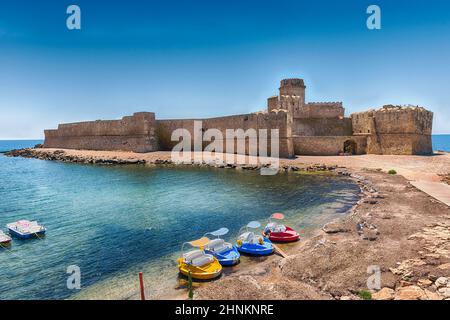 View of the scenic Aragonese Castle, Le Castella on the Ionian Sea in ...