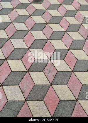 optical illusion and paving stone, paving stone laid in the form of ...