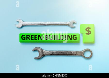 Hand writing sign Green Building. Business concept A structure that is ...