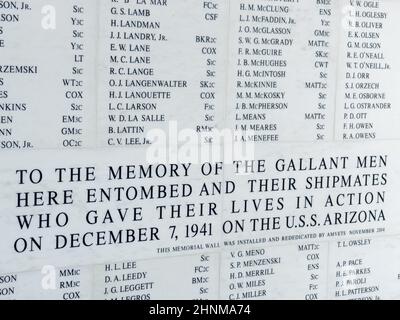 The names of all who died on the USS Arizona in the Japanese attack on ...