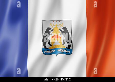 Novgorod state - Oblast - flag, Russia waving banner collection. 3D ...