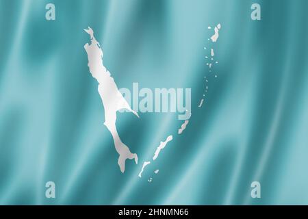 Sakhalin state - Oblast - flag, Russia waving banner collection. 3D ...