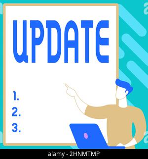 Writing displaying text Update. Word Written on Make something more modern Adding new facts ...