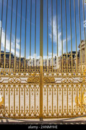 Versailles Palace Park golden gate details. France Stock Photo - Alamy