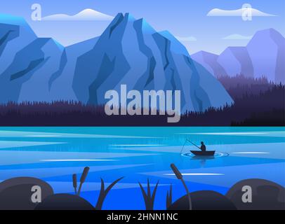 Illustration of high mountains and rocks with the background of cloudy ...