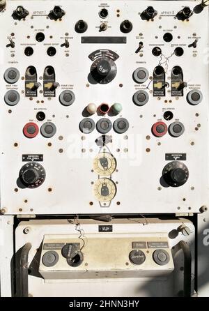 Many buttons and switches - control panel in a machine Stock Photo - Alamy