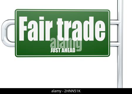 Fair trade word on green road sign, 3D rendering Stock Photo - Alamy