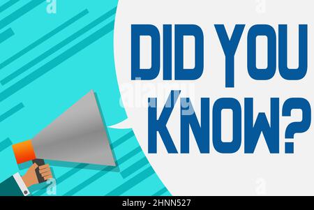 Megaphone with Did You Know speech bubble, 3D rendering Stock Photo - Alamy