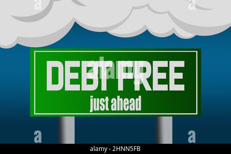 Debt free word with exit highway street sign, 3D rendering Stock Photo ...