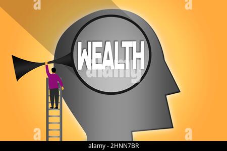 Finding wealth within human head, 3D rendering Stock Photo - Alamy