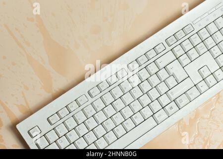 Keyboard in the water, waterproof keyboard, spilled water on the ...