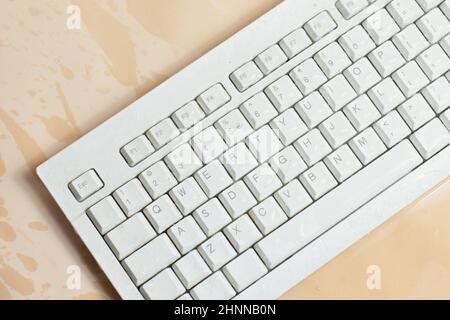 Keyboard in the water, waterproof keyboard, spilled water on the ...