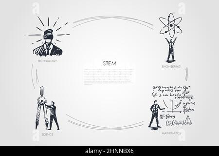 computer science engineering education doodle art with black and white ...