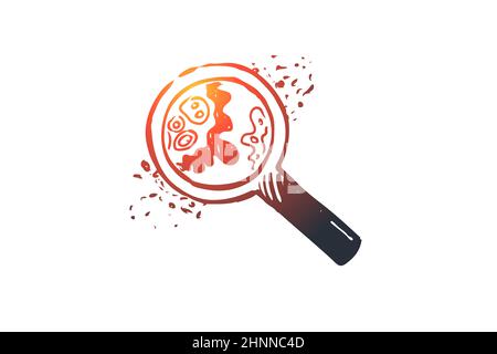 DNA and virus cells with magnifying glass. 3d illustration Stock Photo ...