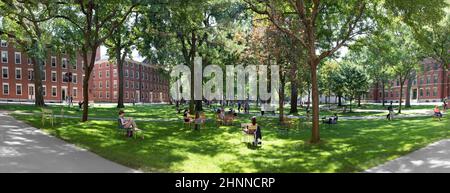 Harvard Yard, old heart of Harvard University campus, on a beautiful ...