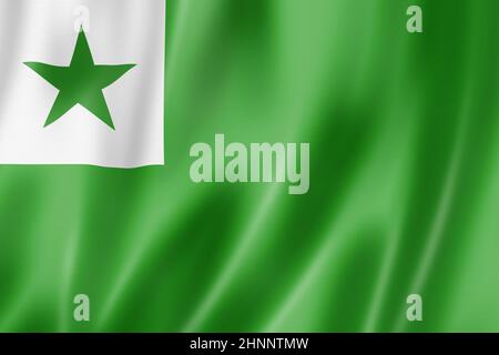 Esperanto language flag. Waving banner collection. 3D illustration ...