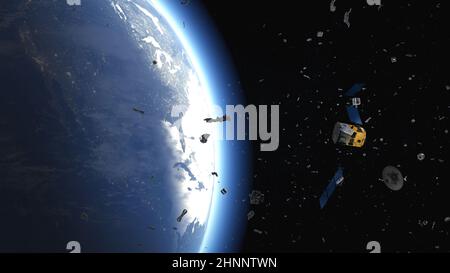 Space debris from defective satellite due to orbital collisions and ...