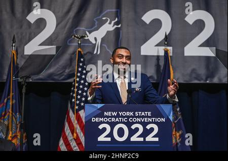State Senator Jamaal Bailey speaking at The New York State Democratic ...
