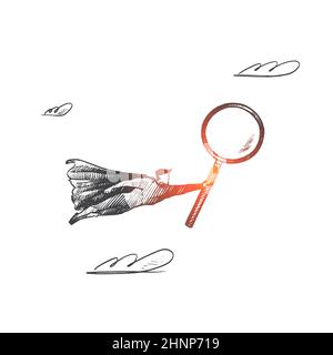 Audit concept. Hand drawn person near wall with charts and diagrams ...