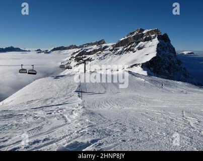 Beautiful ski slopes in the Titlis ski area, mountains Stock Photo - Alamy