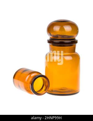 Antique apothecary amber glass jar / bottle with Hydrargyrum Chloride ...