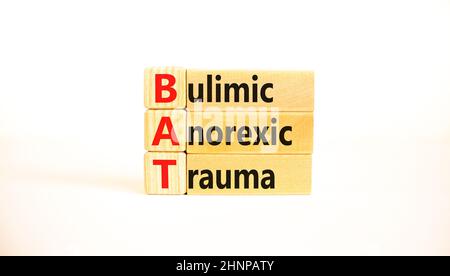 BAT bulimic anorexic trauma symbol. Concept words BAT bulimic anorexic ...