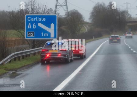 Car pulled over by unmarked police car on M6 motorway, England, UK ...