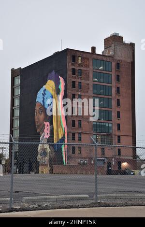 'The Girl with the D earring' mural by artist Sydney D James on the ...