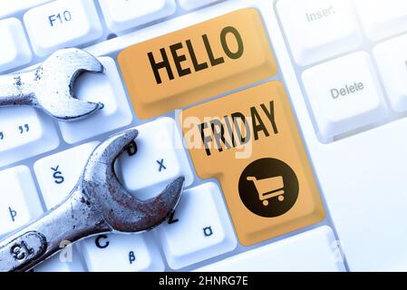 Handwriting text writing Hello Friday. Conceptual photo used to express ...