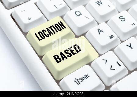 Sign displaying Location Based. Word Written on Mobile marketing to ...