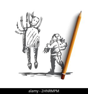 Illustration of a Kid Fixing His Robot Stock Photo - Alamy