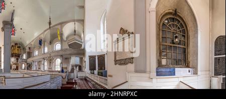 Inside Boston, Massachusetts, Old North Church (famous for signal to Paul Revere) with its ...