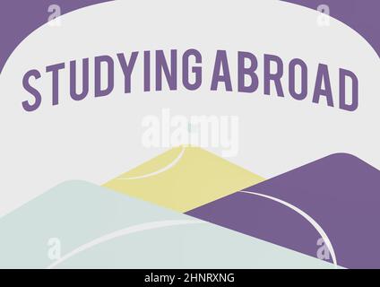 Mountain Range Drawing With Road Leading To Raised Flag At Top Stock ...