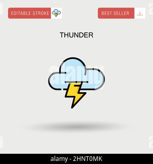 Simple black thunder icon. Thunderbolt and flash lighting sign Stock ...