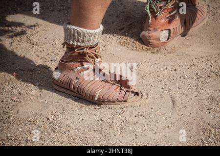 Roman legionary foot-soldier wearing a caliga. Reproduction Stock Photo ...