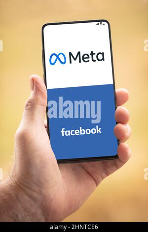 FACEBOOK META Metaverse concept. Smartphone silhouette with METAVERSE ...