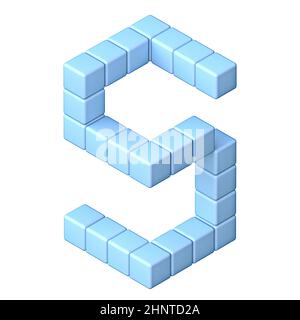 Blue cube orthographic font Letter R 3D render illustration isolated on ...